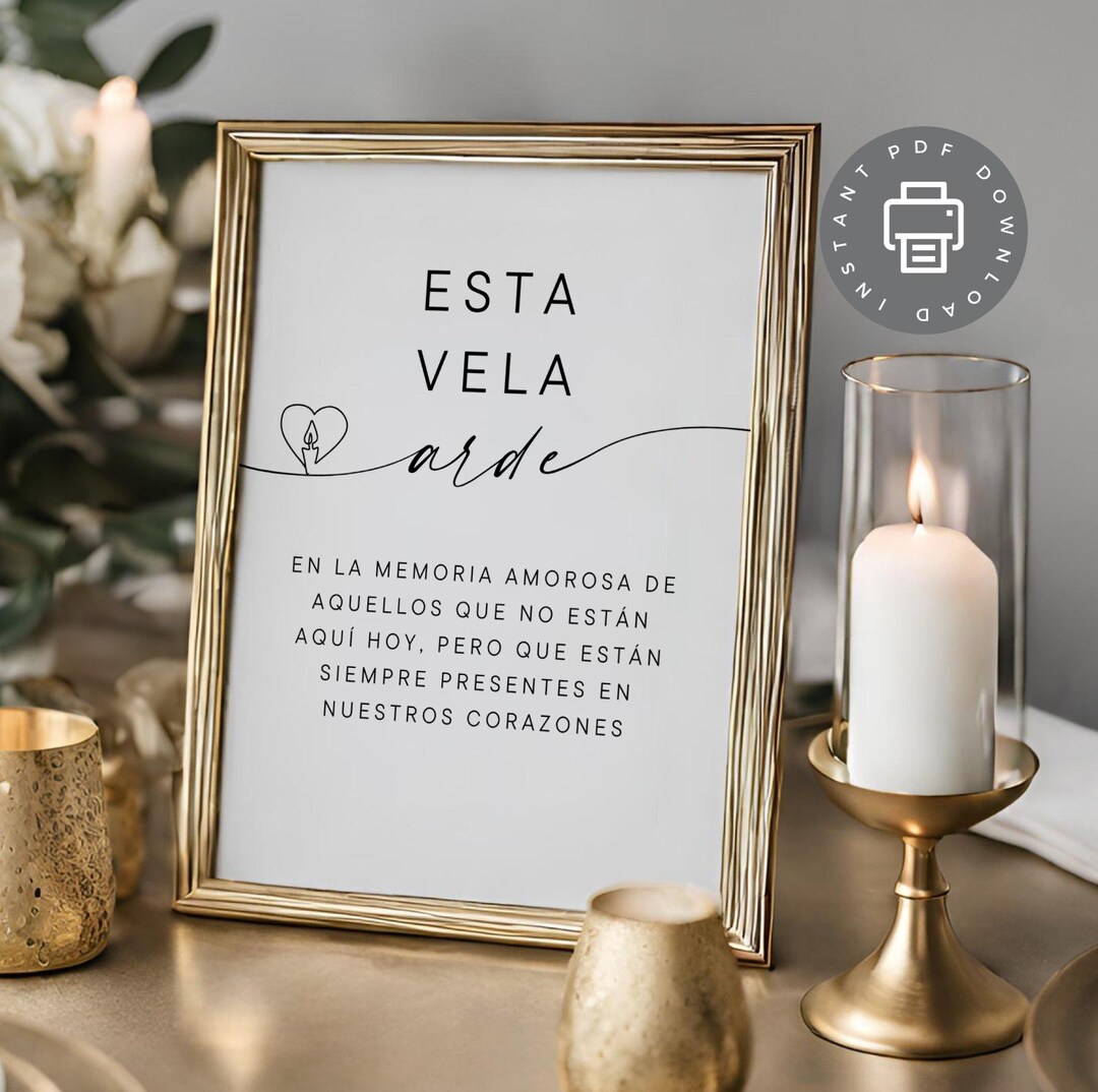 Spanish Memorial Table Sign, Memorial Candle Sign, Remembrance Table ...