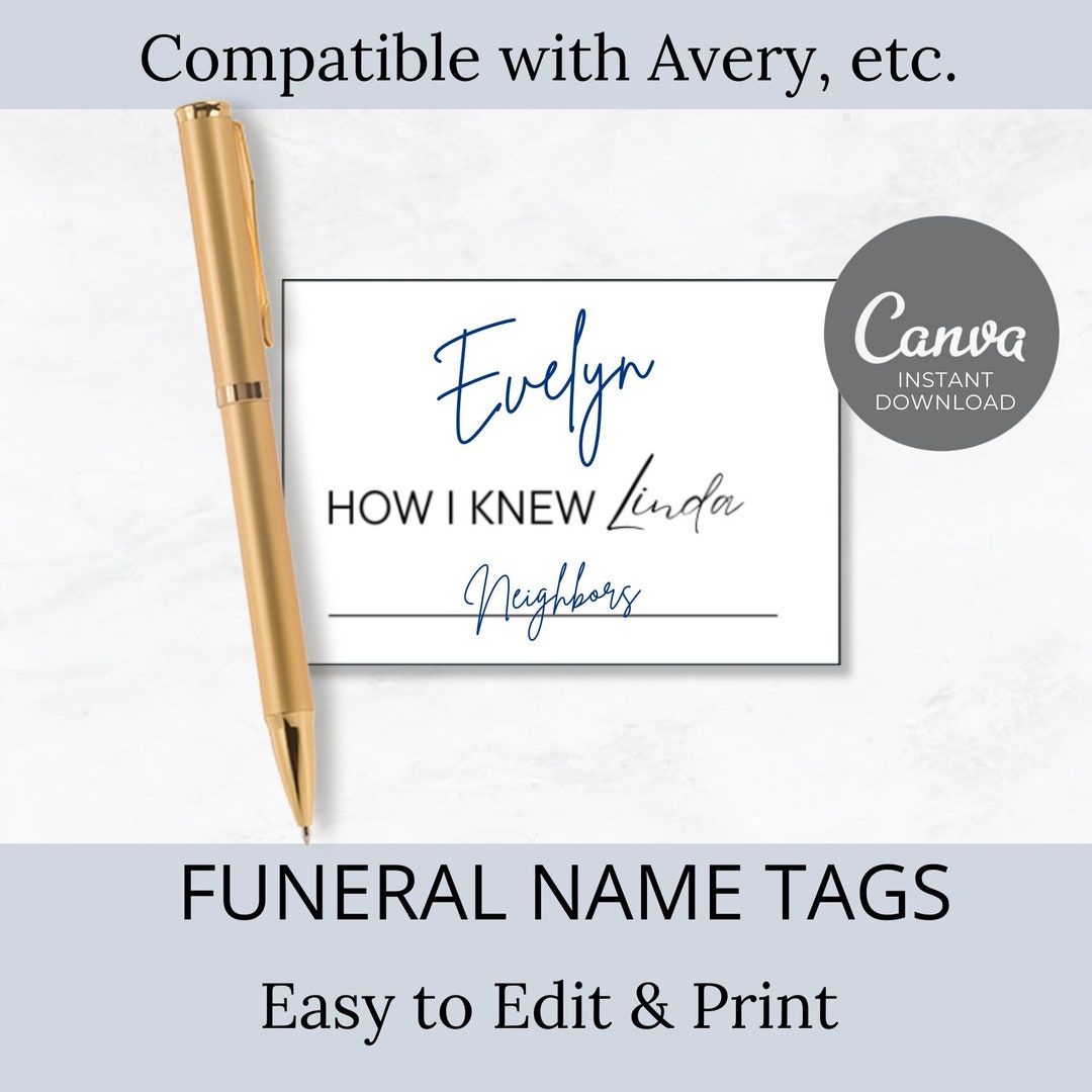 Funeral Name Tags, Celebration of Life Personalized Name Badge ...