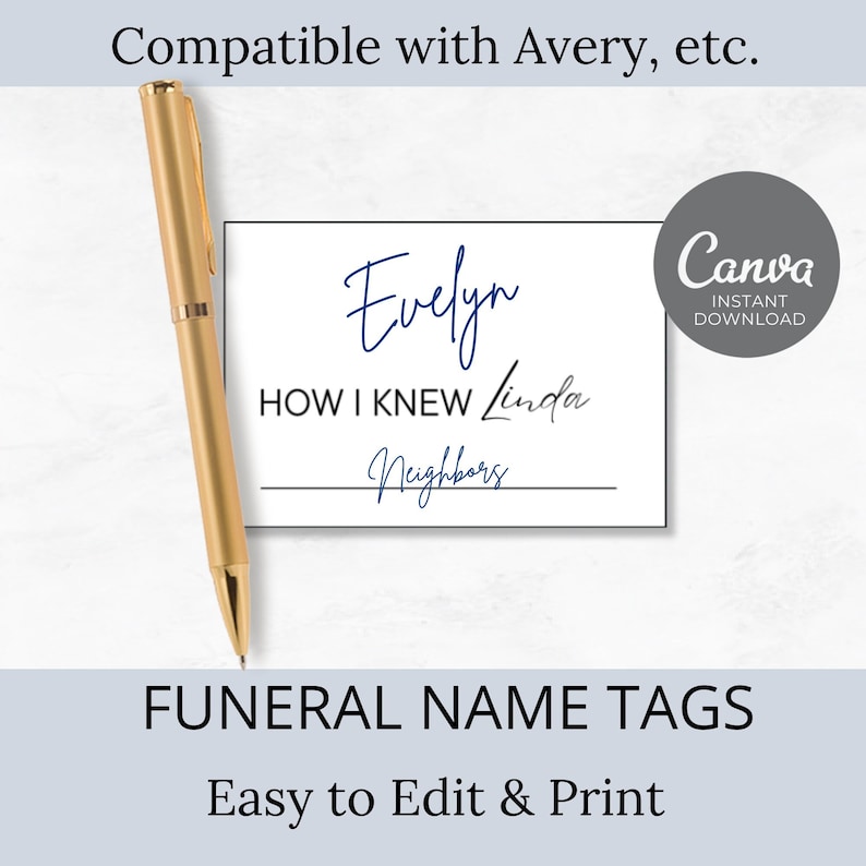 Funeral Name Tags, Celebration of Life Personalized Name Badge ...