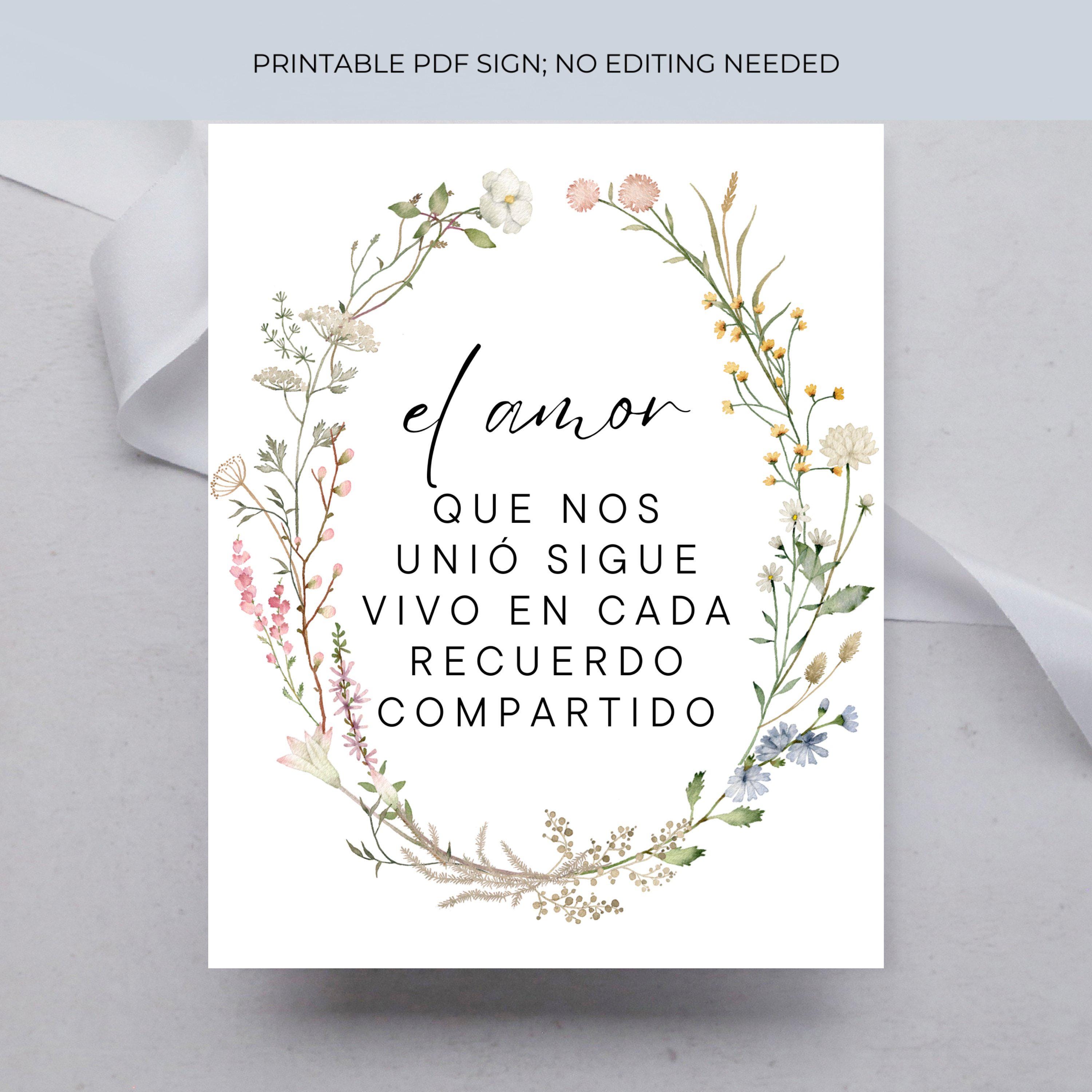 Spanish Funeral Sign, in Memory Poster, Memorial Tribute, Spanish ...