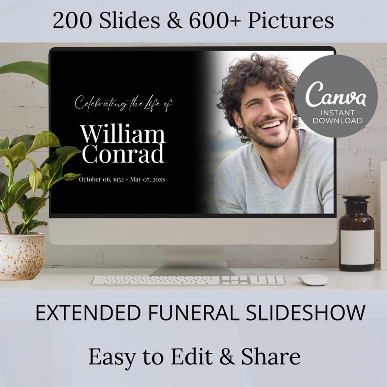 Funeral Slideshow Template, Long Celebration of Life Powerpoint Slide ...