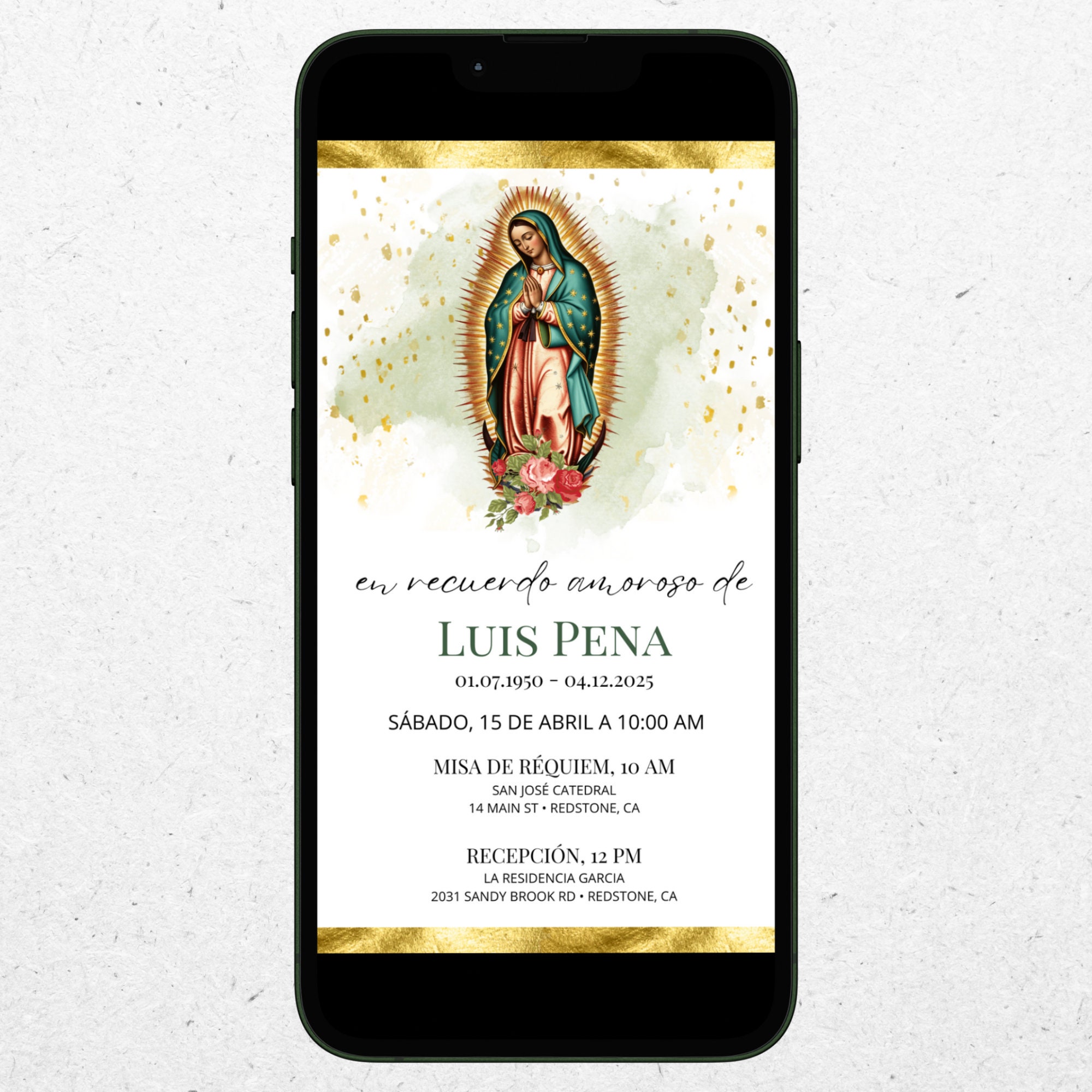 Spanish Funeral Announcement, Catholic Memorial Invite, Virgen Maria ...