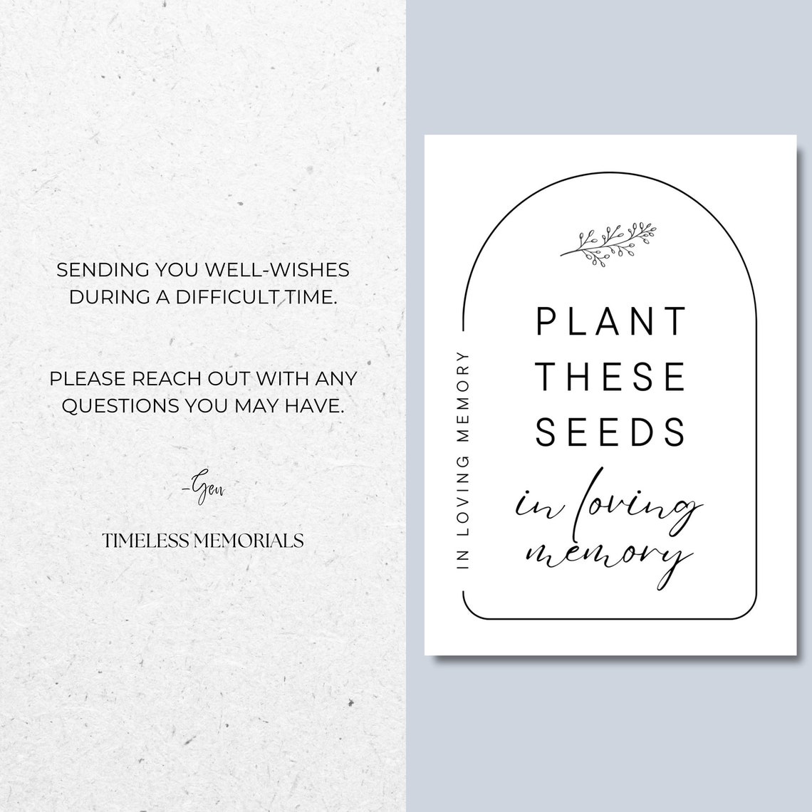 Printable Seed Packet Favor Sign, Celebration of Life Funeral Gift ...