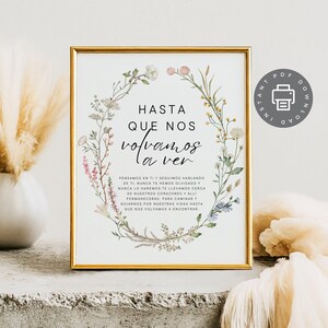 Spanish Memorial Table Sign, Hasta Que Nos Volvamos A Ver Print ...