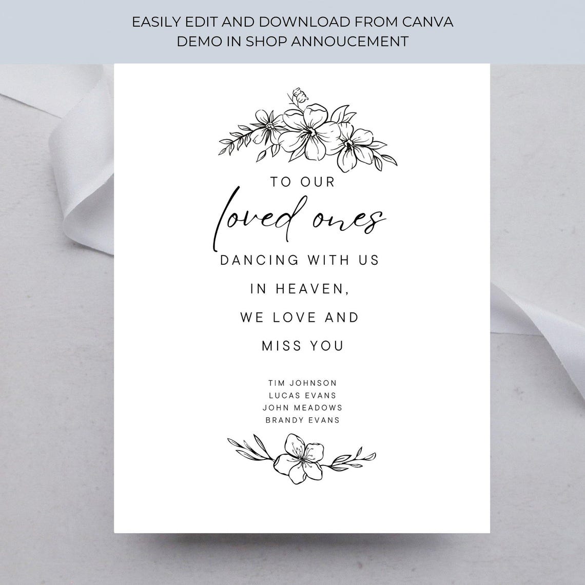 Wedding Memorial Sign, Dancing With Us in Heaven Sign, Loved Ones ...