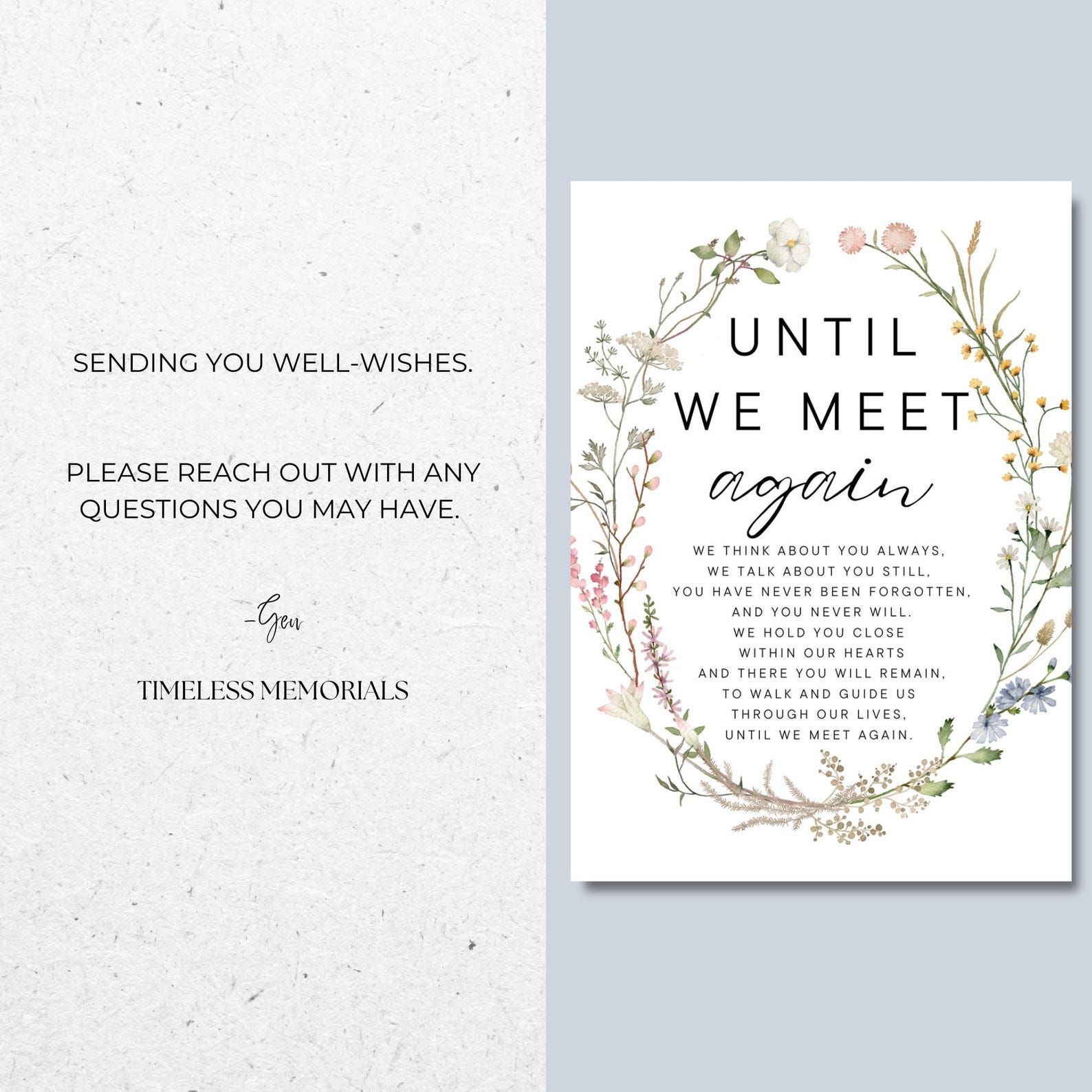 Poem for Funeral, Verse "until We Meet Again" for Celebration of Life ...