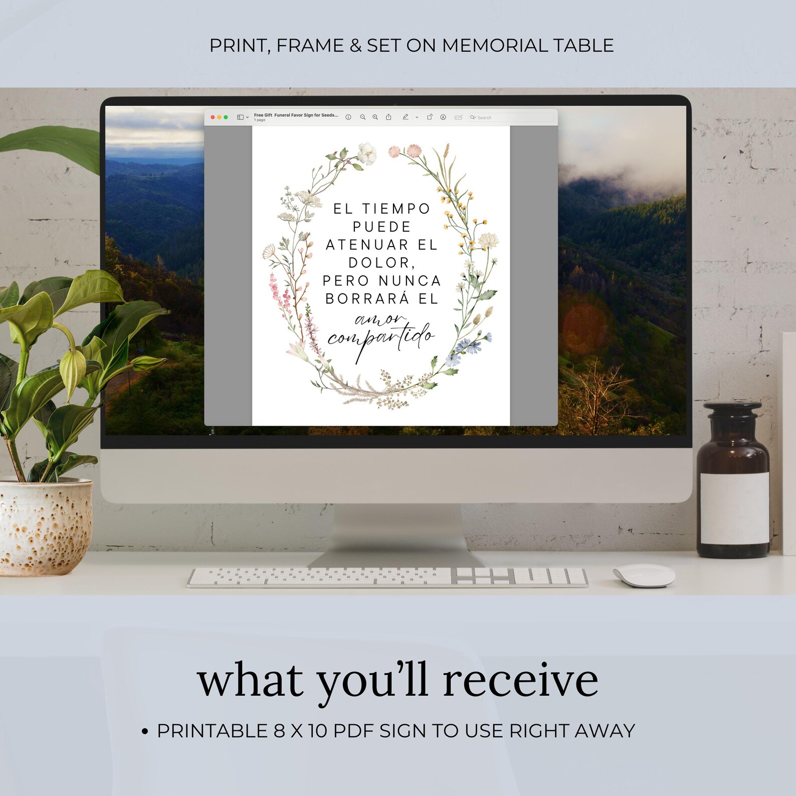 Spanish Funeral Sign, in Memory Poster, Memorial Tribute, Spanish ...