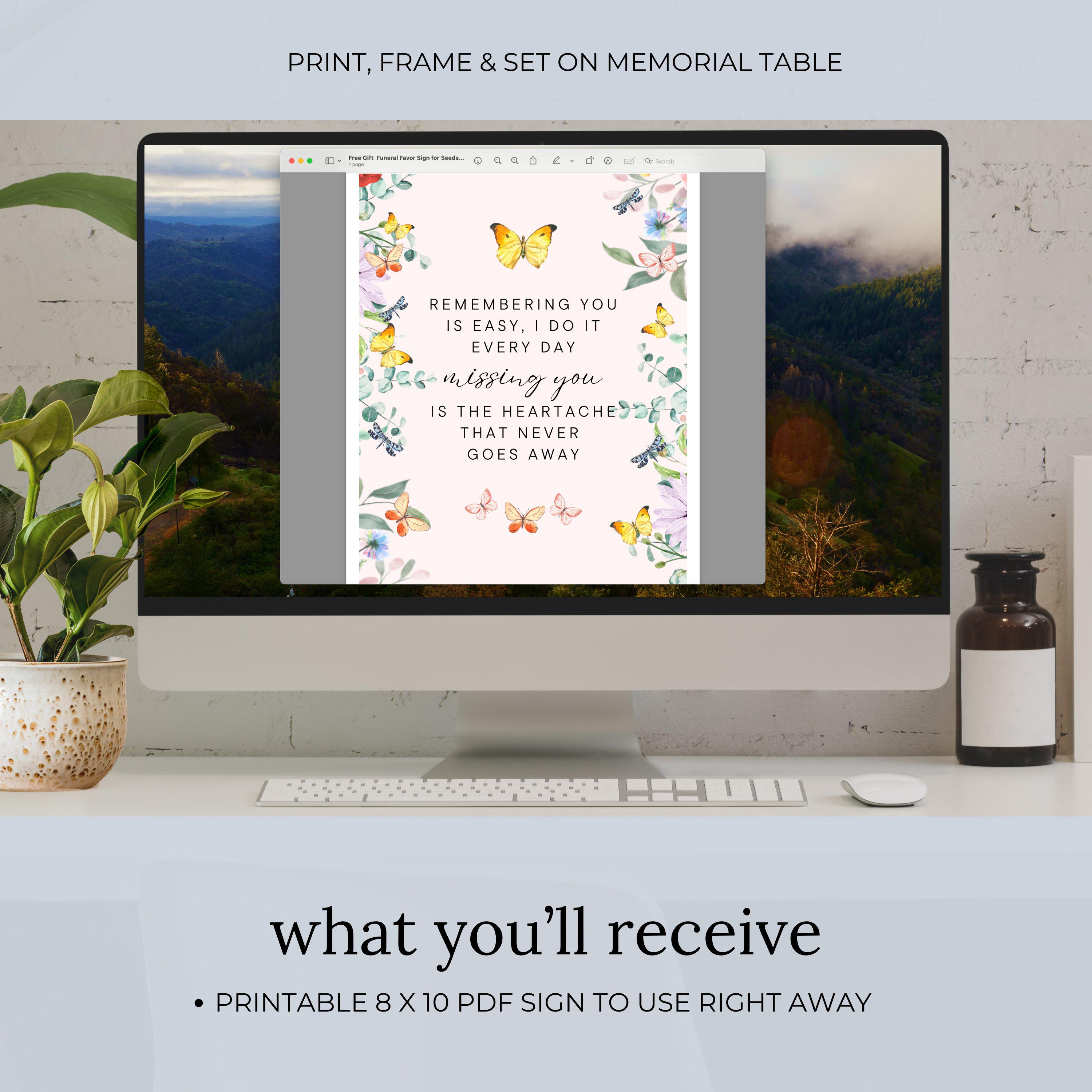 Funeral Memorial Poem Printable, Table Poem for Memorial Service ...