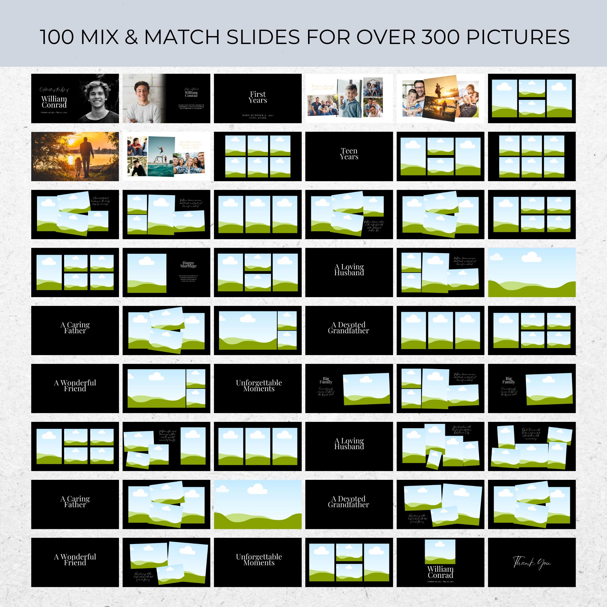 Funeral Slideshow Template, Long Celebration of Life Powerpoint Slide ...