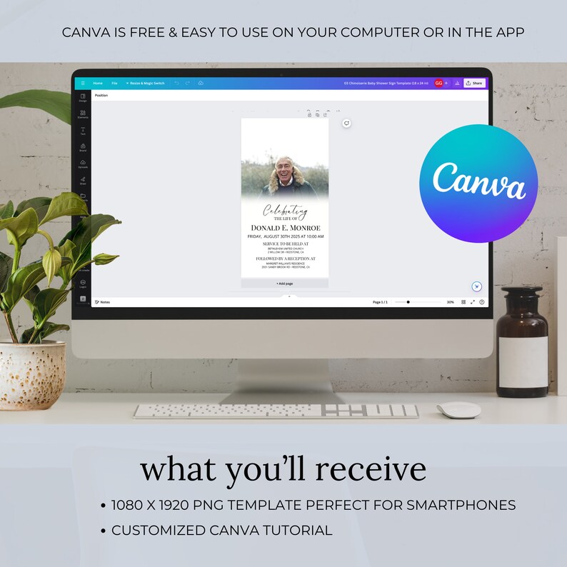 Digital Funeral Invitation Celebration of Life, Editable Electronic ...