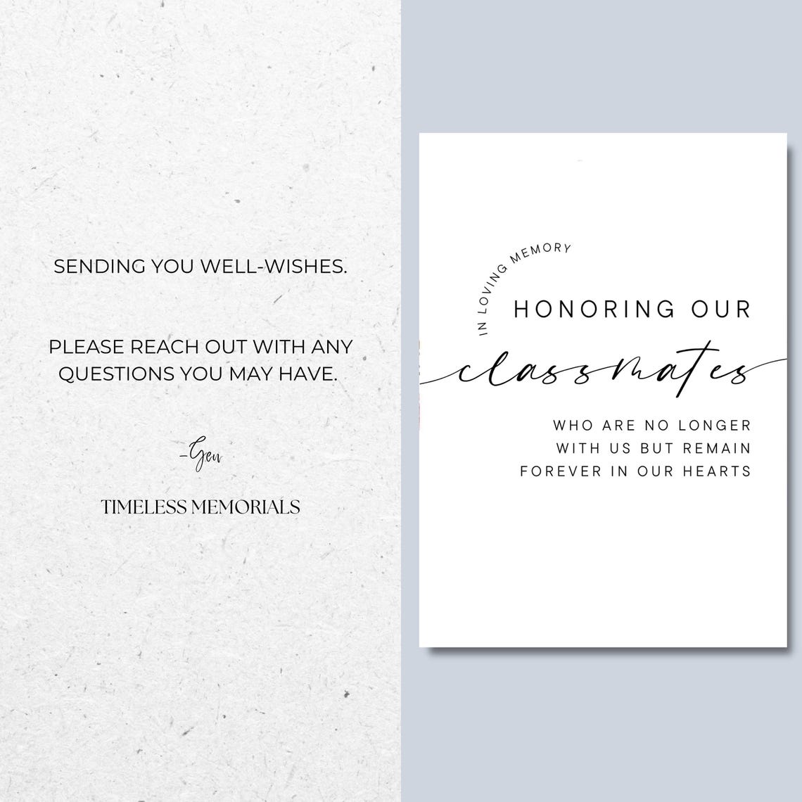 Class Reunion Memorial Sign, Honoring Our Classmates Poster, in Loving ...