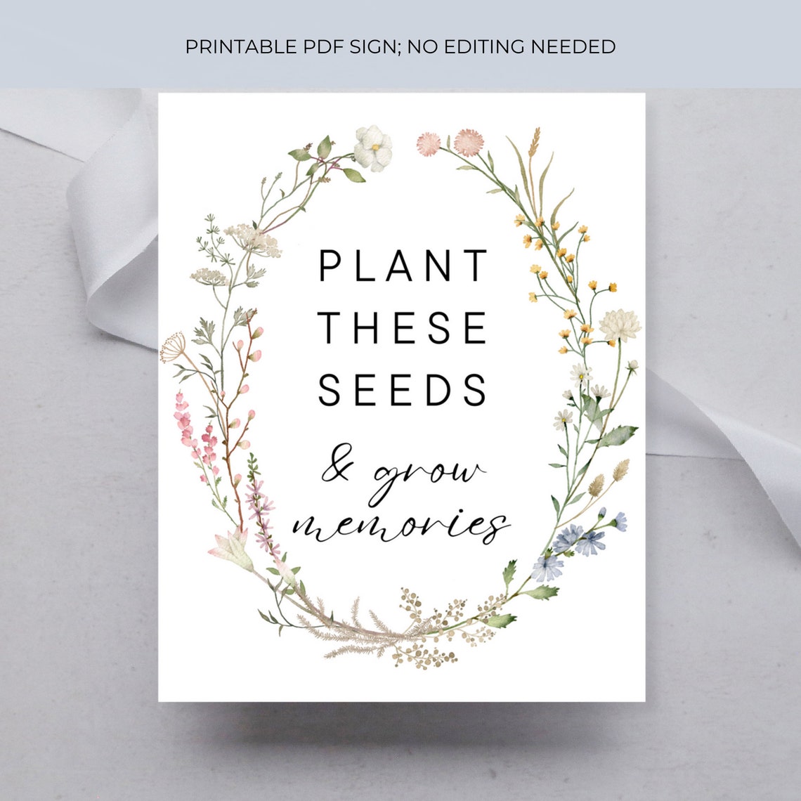 Funeral Favor Sign, Seed Packet Token Gift Poster, Memorial Service ...