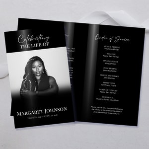 Minimalist Funeral Program Template, Printable Obituary Order of ...