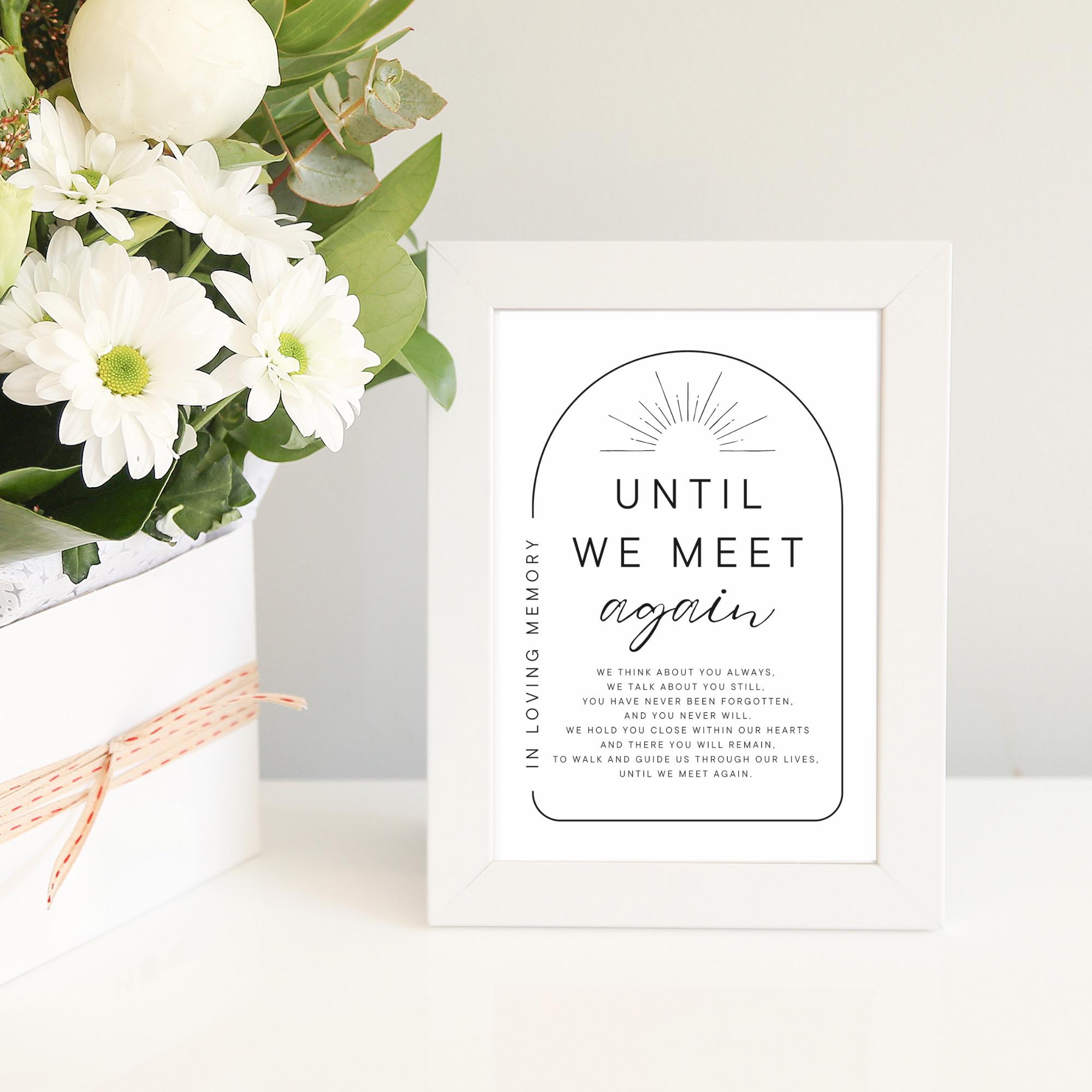 Wedding Memorial Table Sign, Poem "until We Meet Again" Celebrating the ...