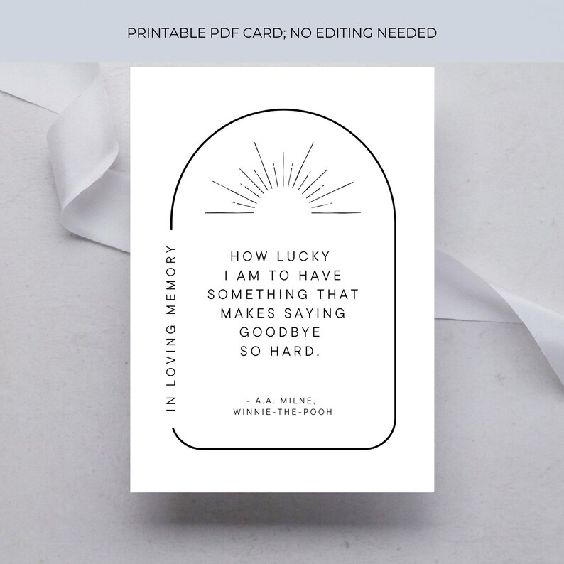 Sympathy Card, in Loving Memory, Digital Download, Winnie the Pooh ...