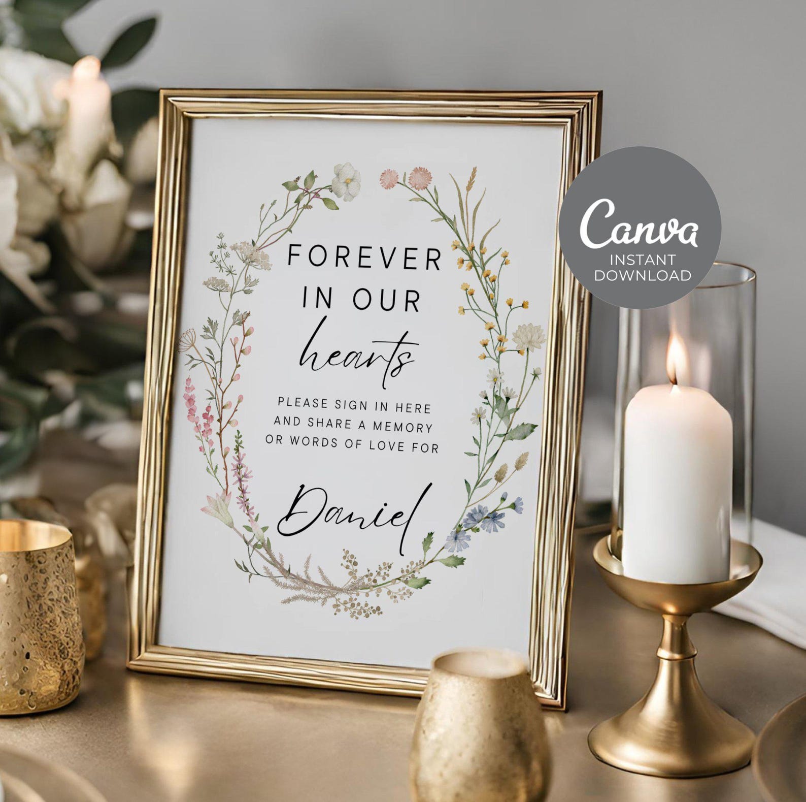 Memorial Table Sign Template, in Loving Memory Sign, Celebration of ...