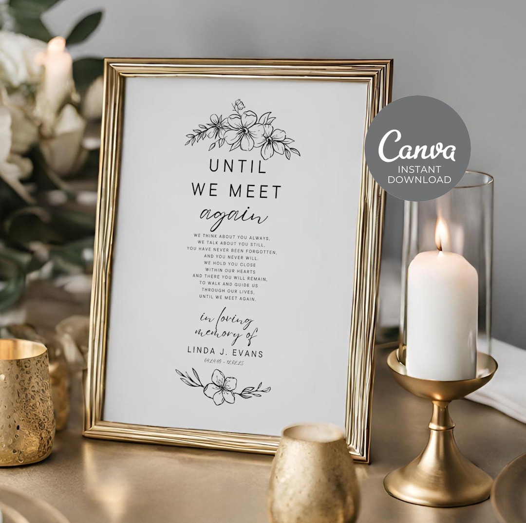 Memorial Table Sign Template, Printable Memorial Service Sign, in ...