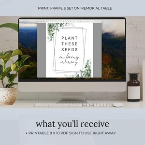 Funeral Favor Sign, Seed Packet Token Gift Poster, Memorial Service ...