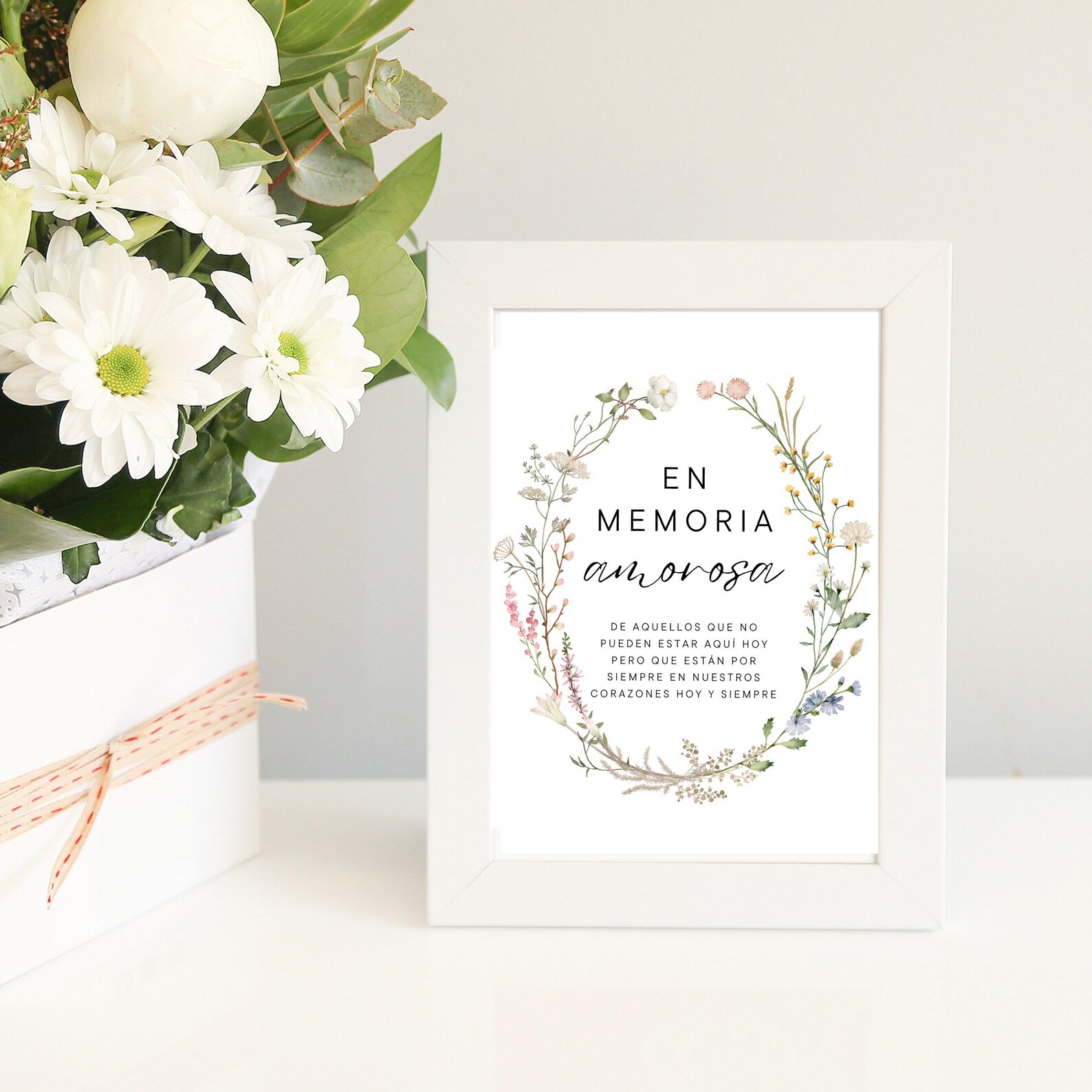 Spanish Memorial Table Sign, En Memoria Amoro Digital Print ...