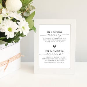 Spanish Memorial Table Sign, in Loving Memory Sign, En Memoria Amorosa ...