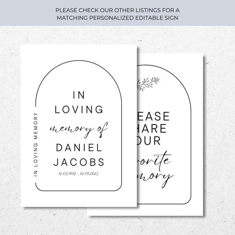 Funeral Guest Book Sign, Share A Memory Card Memorial Service Sign in ...