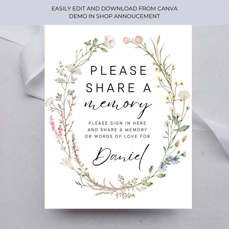 Please Share a Memory Sign Printable, Memorial Table Sign Template ...