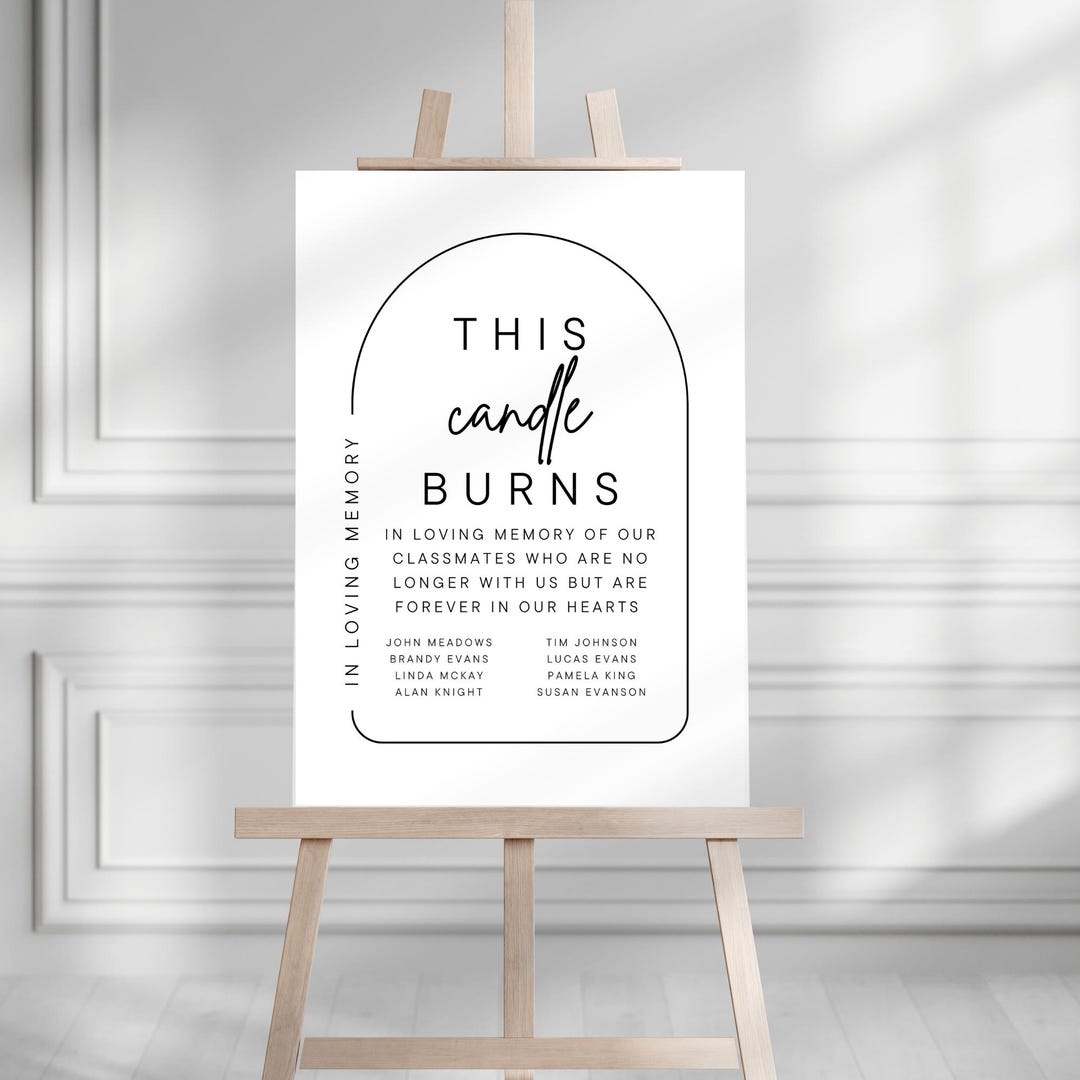 Class Reunion Memorial Sign, This Candle Burns Poster, in Loving Memory ...