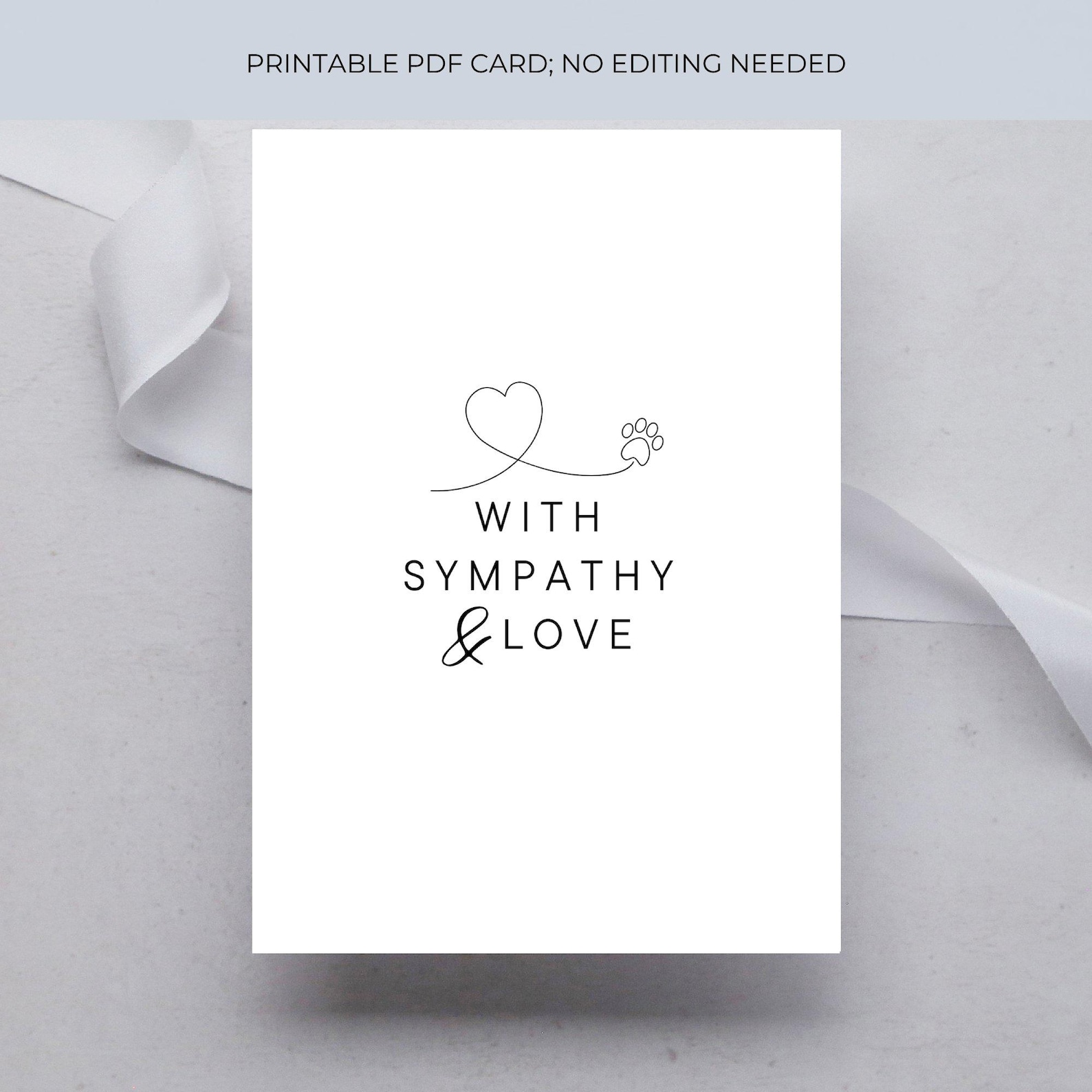Pet Sympathy Card Printable, Pet Loss Condolence Card, Animal Memorial ...