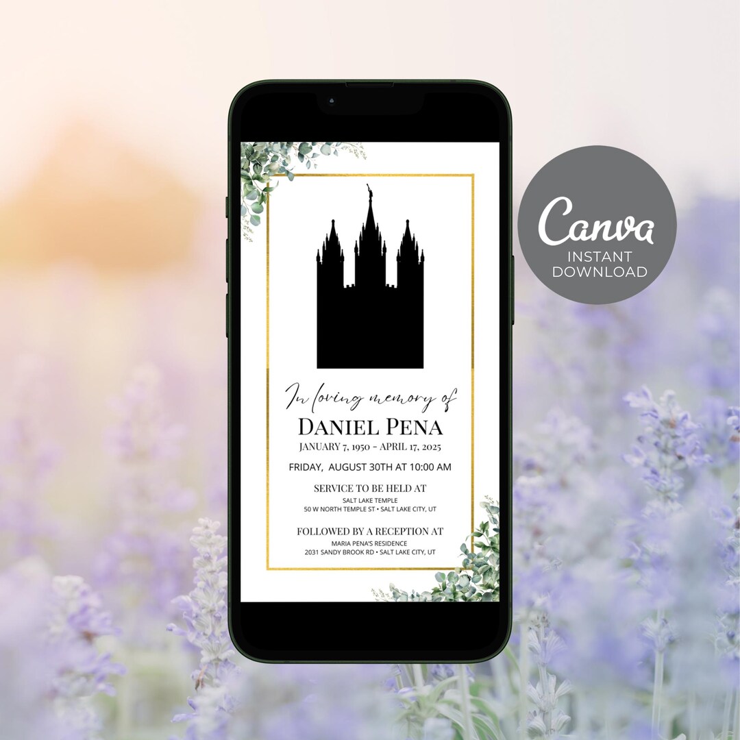LDS Funeral Announcement, Jesus Christ Latter-day Saints Memorial ...