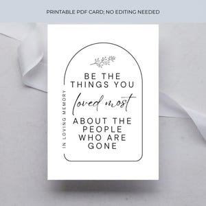 Printable Sympathy Card, in Loving Memory Quote, Bereavement Print ...
