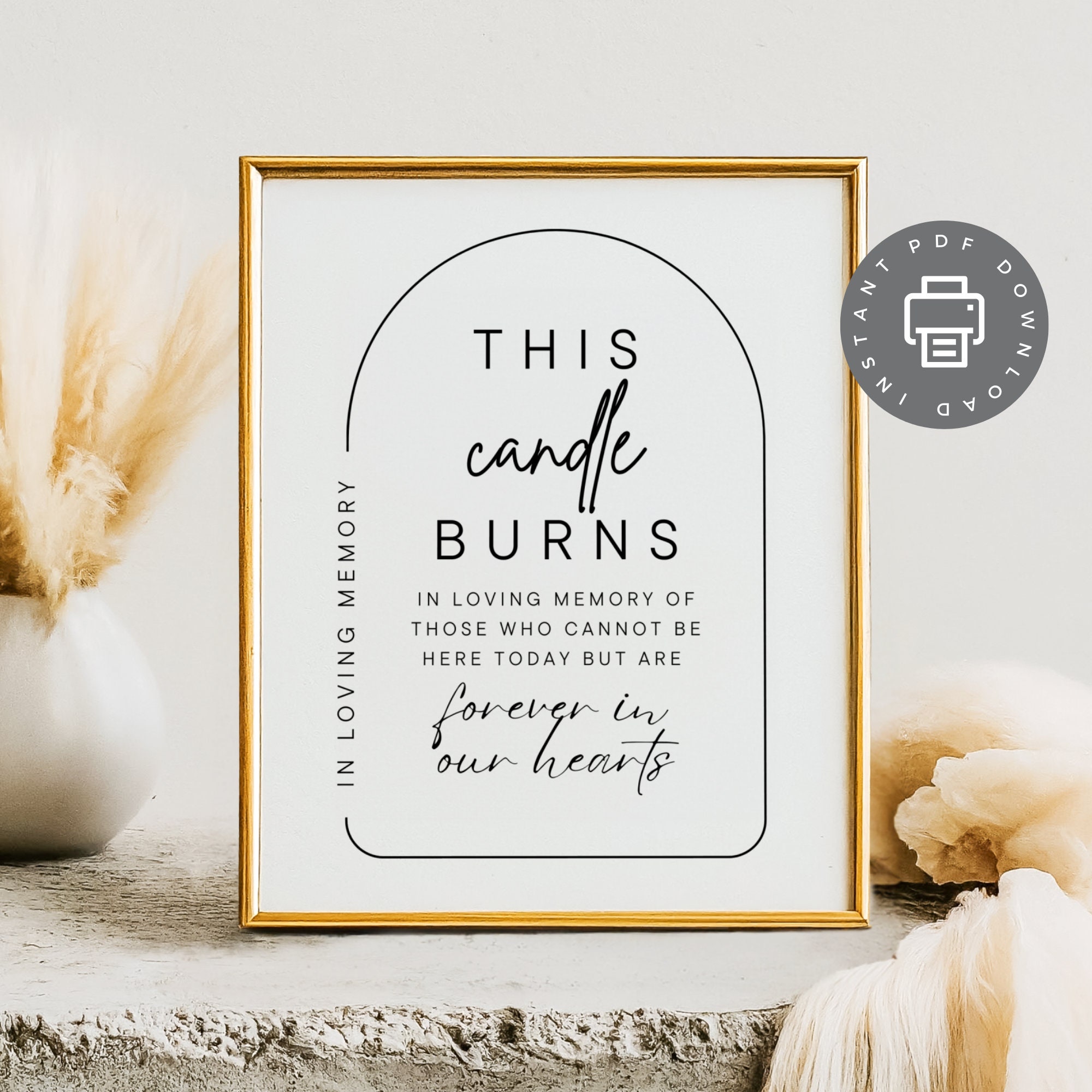Memorial Table Sign, Minimalist Wedding Table Sign, This Candle Burns ...