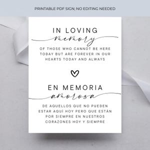 Spanish Memorial Table Sign, in Loving Memory Sign, En Memoria Amorosa ...
