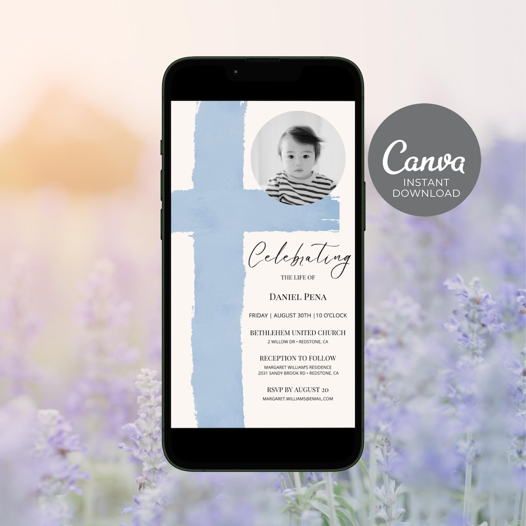 Funeral Announcement, Infant Funeral Invite, Baby Boy Editable Memorial ...