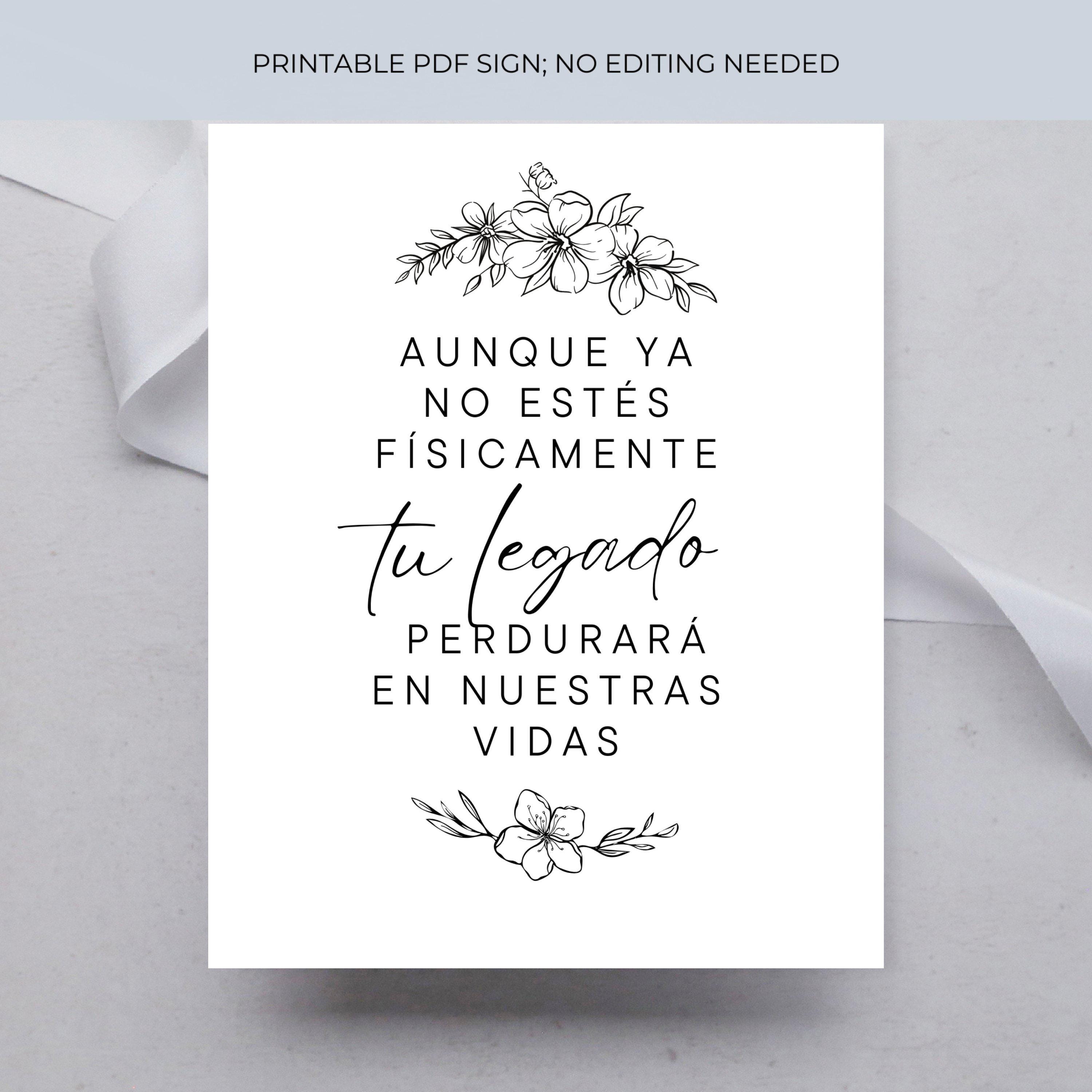 Spanish Funeral Sign, in Memory Poster, Memorial Tribute, Spanish ...