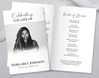 Minimalist Funeral Program Template Simple Obituary Template Memorial ...