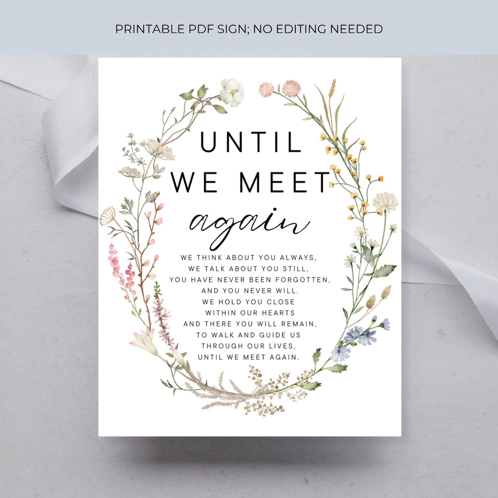 Poem for Funeral, Verse "until We Meet Again" for Celebration of Life ...