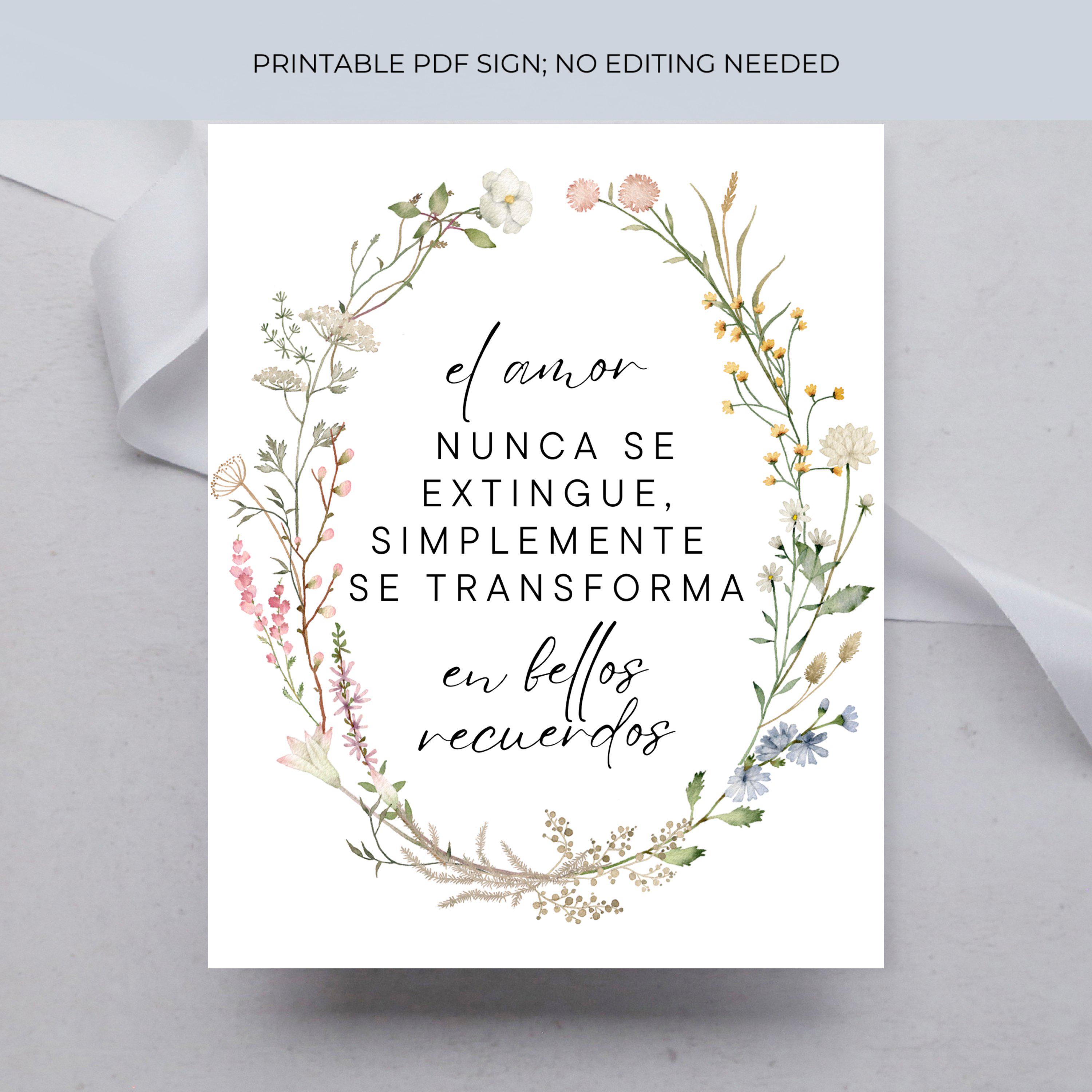Spanish Funeral Sign, in Memory Poster, Memorial Tribute, Spanish ...