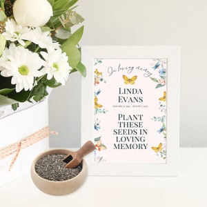 Funeral Favor Sign, Seed Packet Token Gift Poster, Editable Memorial ...