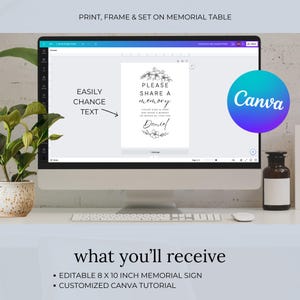 Memorial Table Sign Template, Share a Memory Sign, Funeral Memorial ...