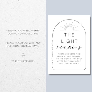 Memorial Table Sign, Wedding Decor, Verse the Light Remains for ...