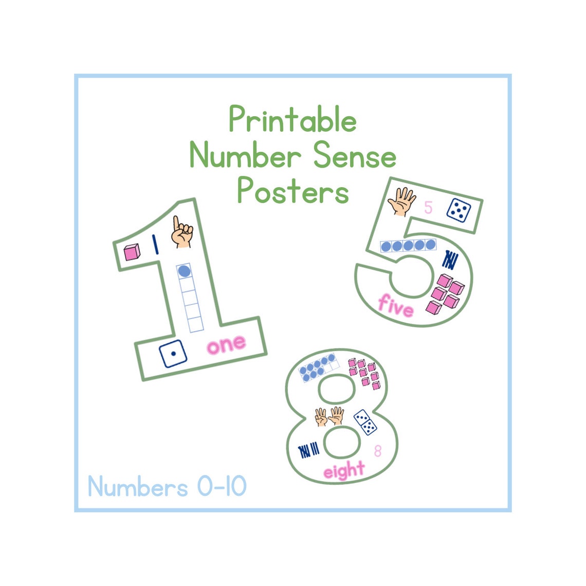 Grandmillenial Classroom Number Sense Posters, Printable, 0-10 - Etsy