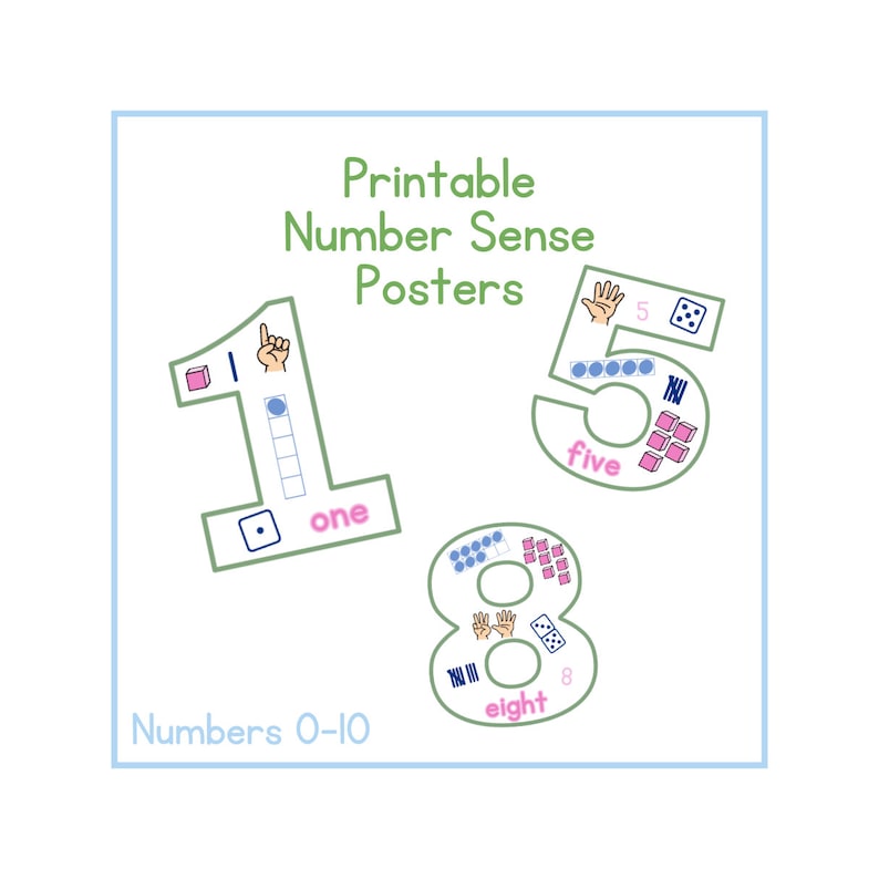Grandmillenial Classroom Number Sense Posters, Printable, 0-10 - Etsy