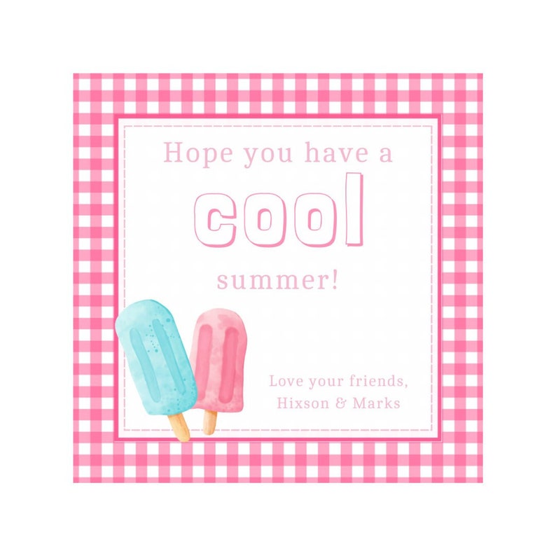 Summer Gift Tag End of Year Printable Popsicle - Etsy