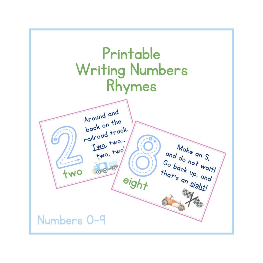 Grandmillenial Classroom Number Rhyme Posters, Printable, 0-9, Writing ...