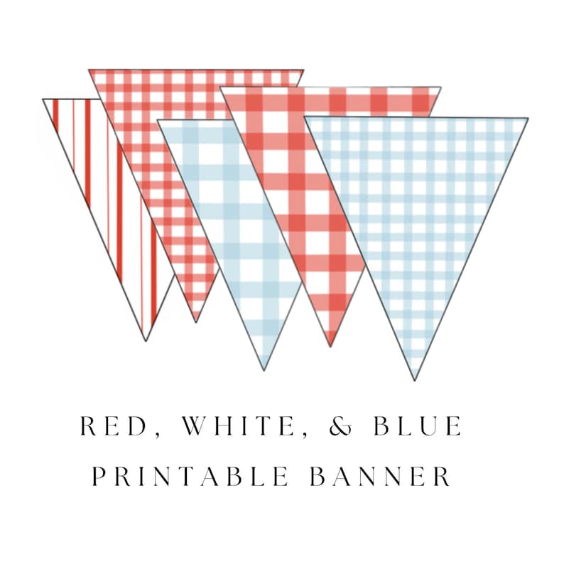 Red White Blue Printable Banner - Gingham - Printable Party Supplies - Etsy