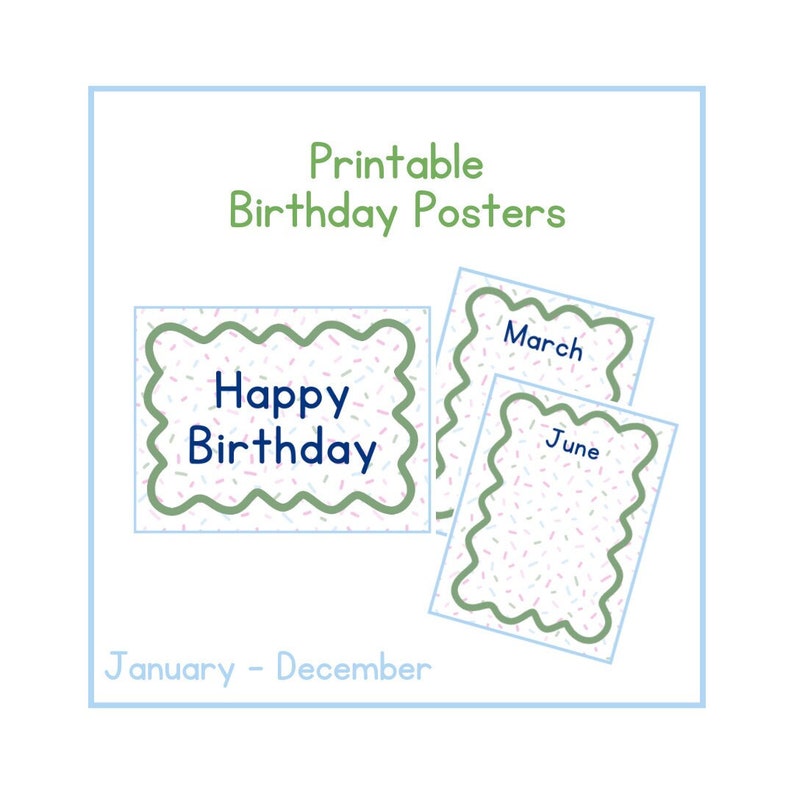 Grandmillenial Classroom Birthday Posters, Printable, January December ...