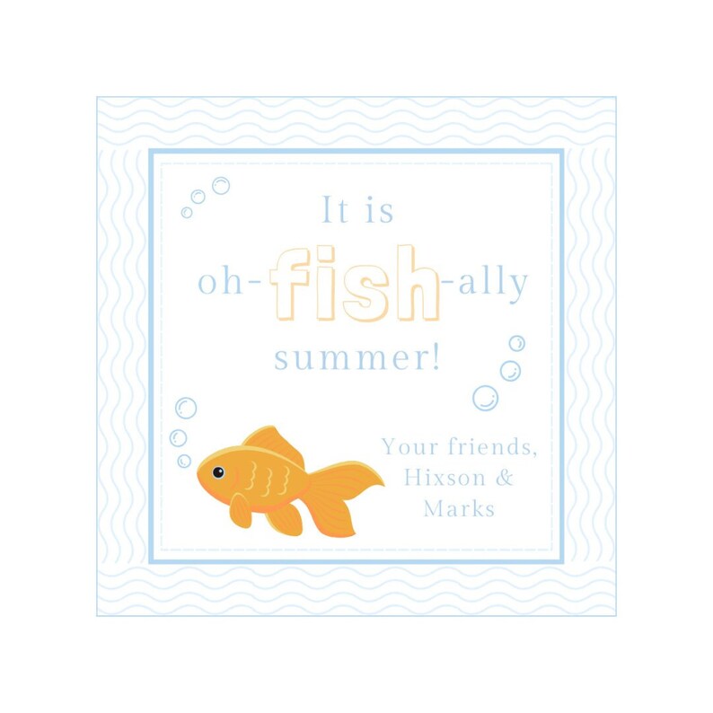 Summer Gift Tag End of Year Printable Digital Download Goldfish - Etsy ...
