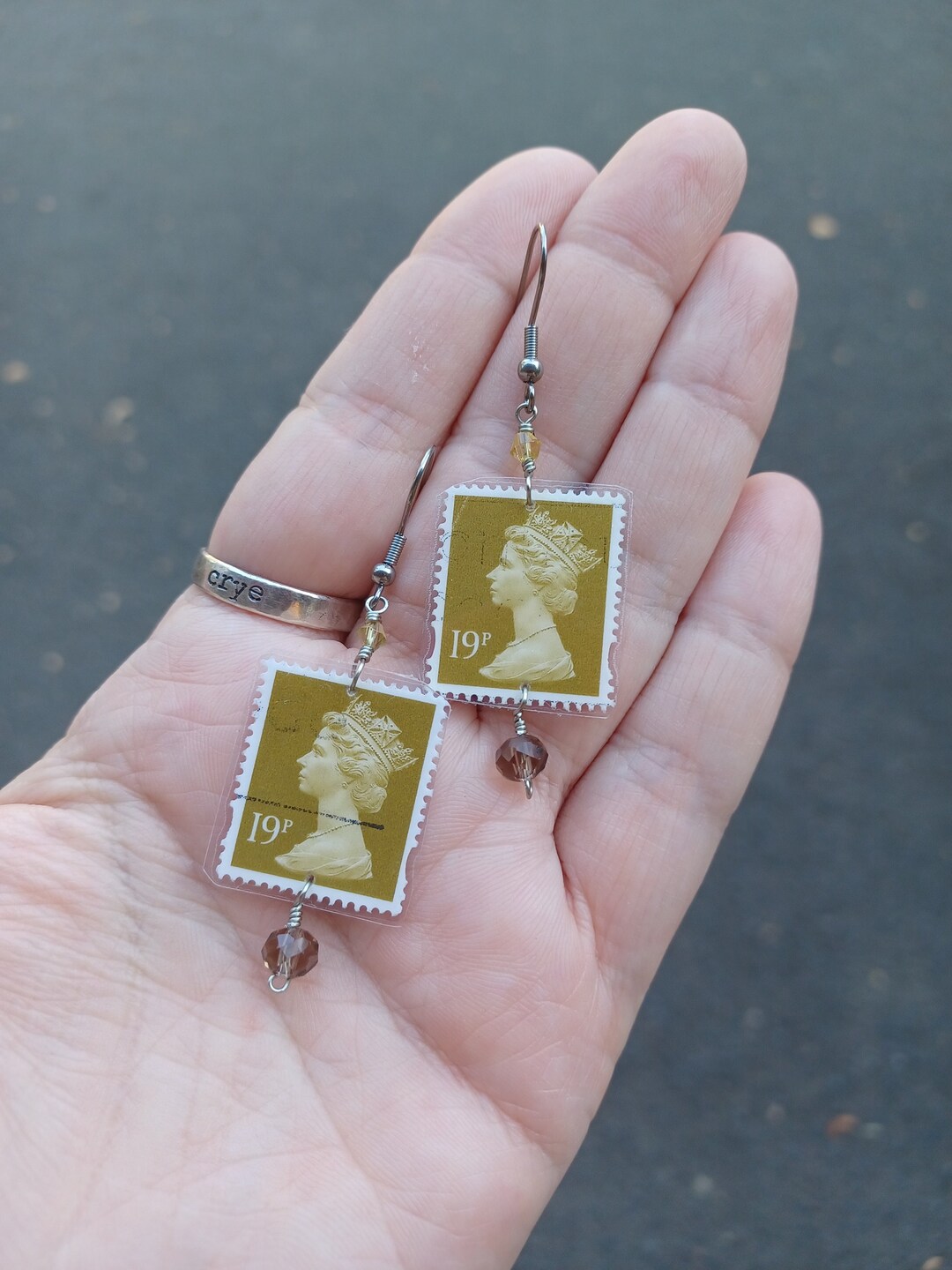 Queen Postage Stamp Earrings. Gold Recycled Stamp Jewelry. Repurposed ...