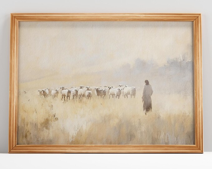 Jesus Christ the Shepherd, Christian Art, Digital Jesus Portrait ...