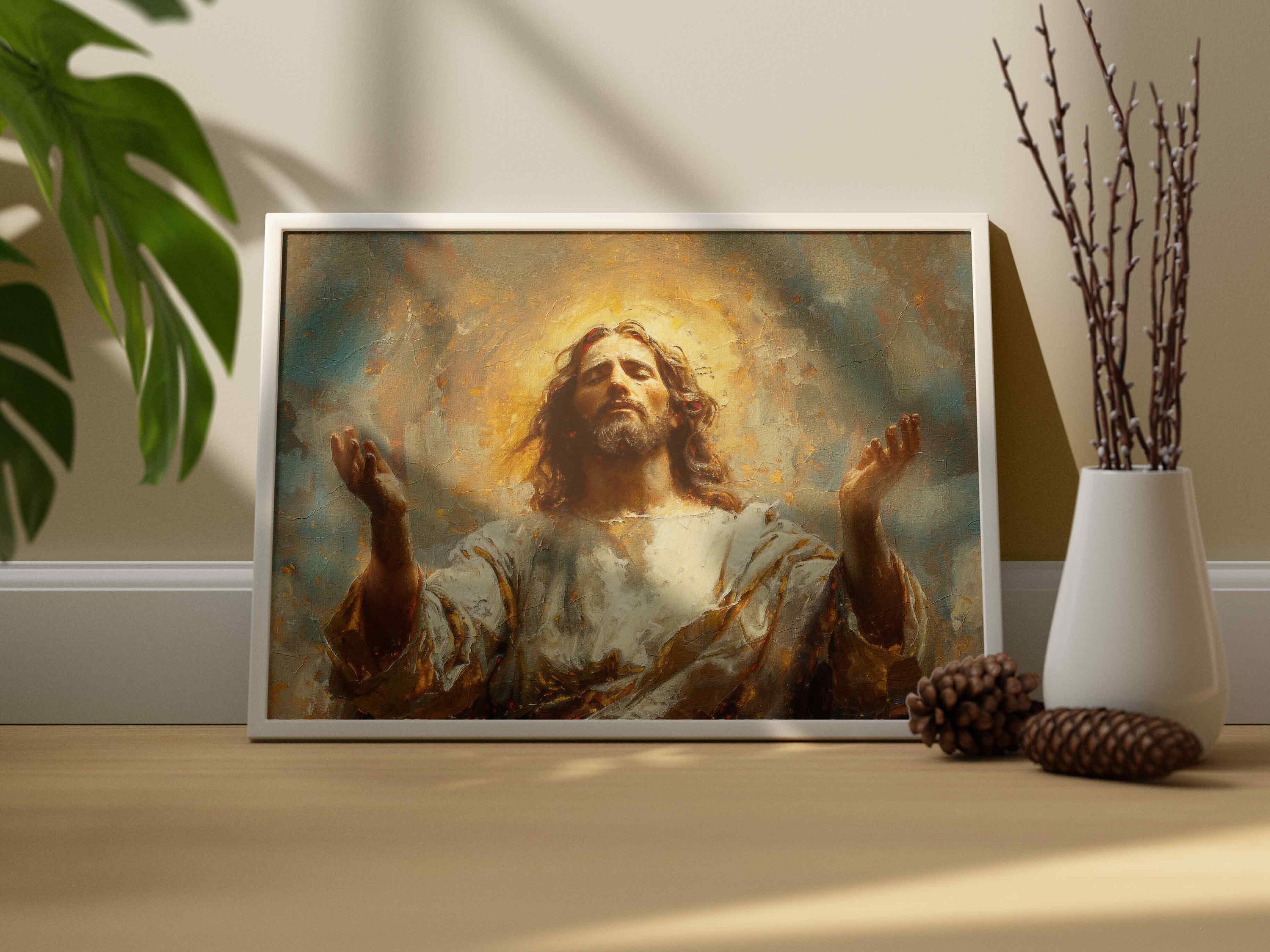 Jesus Blessing, Jesus Portrait, Jesus Oil Painting, Peaceful Expression ...